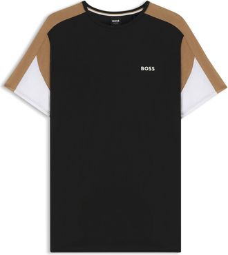 BOSS Herren Balance T-Shirt RN Pyjama-Shirt aus Baumwoll-Mix mit kontrastfarbenen Eins&auml;tzen Schwarz001 XXL