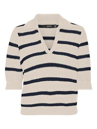 Vero Moda VMAZING Boo Pull &agrave; col en V 2/4, Bouleau/d&eacute;tail : Blazer Bleu Marine, L