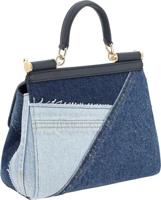 Dolce & Gabbana Womens Handbag Sicily Denim Cotton Handbags Hand Bags