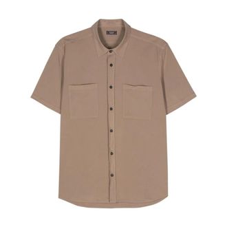 PESERICO Braunes Baumwollmischung Popeline Hemd - - Shirts - Herren - Braun - 2XL