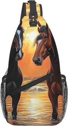 Generic Charmant sac &agrave; dos &agrave; bandouli&egrave;re motif cheval et for&ecirc;t pour homme