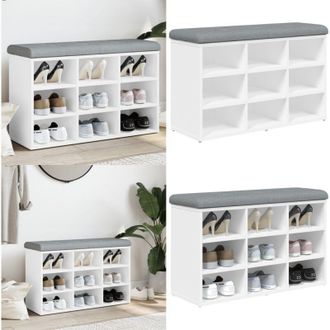 vidaXL Schuhbank Wei&szlig; 82x32x50 cm Holzwerkstoff - Schuhschrank - Flurbank - Garderobe - Einbaubank - Kommode - Home & Living