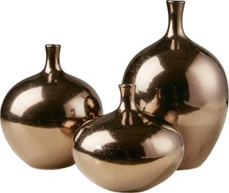 Madison Park Ansen Home D&eacute;cor-Metallic 3 Piece Decorative Set Vasen, Bronze, Multi Size
