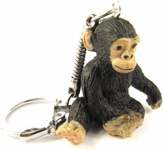 Miniblings Schimpanse Affe Menschenaffe Schl&uuml;sselanh&auml;nger - Handmade Modeschmuck I Anh&auml;nger Schl&uuml;sselring Schl&uuml;sselband Keyring - Schimpanse Affe Menschenaffe
