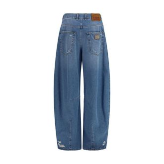 Dolce & Gabbana Womens Blue Cotton Relaxed Fit Jeans Clothing