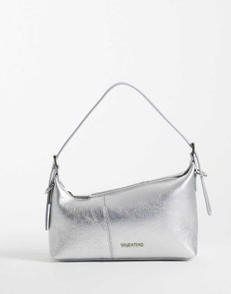 Valentino Yuki asymmetrische Schultertasche in Silber-Metallic