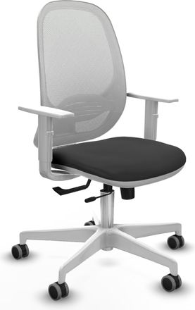 Piqueras y Crespo Stuhl aus Netzgewebe mit wei&szlig;en Armlehnen, h&ouml;henverstellbare Lendenwirbelst&uuml;tze, ausgestattet mit Syncro/Traslack und Schneideschaum, mit Rollen 65 mm