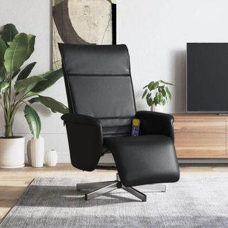 vidaXL Fauteuil inclinable de massage repose-pieds noir similicuir vidaXL
