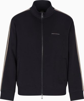 A|X Armani Exchange Mens Long Sleeve Side Logo Lettering Zip Closure, Sweatshirt, Blue, L