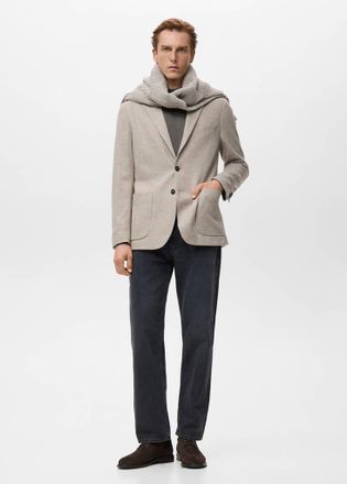 Mango Veste slim fit laine &agrave; petits carreaux beige - Homme - 46 - MANGO MAN