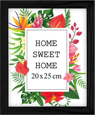 MG Design Schwarz Bilderrahmen 20 x 25 cm - Aus echtem Holz mit Acrylglas, zum Aufhängen & Aufstellen, für Fotos, Poster & Puzzle