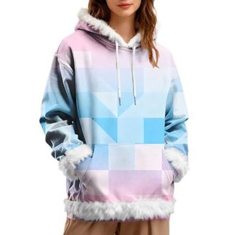 Generic Sweat &agrave; capuche &agrave; manches longues pour femme | Motif coeur Festival Wear Sweat &agrave; capuche pour femme Coupe r&eacute;guli&egrave;re, rose, 3XL