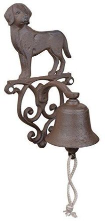 Esschert Design T&uuml;rglocke Hund aus Gusseisen und Baumwollkordel,14,3 x 13,2 x 24,9 cm