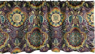 Abakuhaus Jacobean Fenster Volant, Botanische Kunst-Zusammensetzung, Vorhang Volant f&uuml;r K&uuml;che Schlafzimmer Dekor mit Stangentasche, 137 cm X 30 cm, Koksgraue Mu