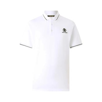 Roberto Cavalli Homme, Tops, Blanc, Taille: 2XL Polo Monogramme avec Logo
