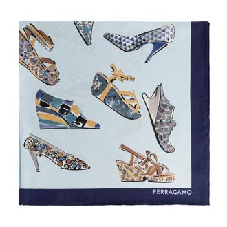 Ferragamo Genio Print Seidenschal - - Accessories - Damen - Blau - ONE SIZE