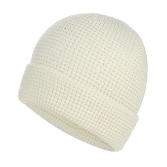 Generic Bonnet dhiver chaud en tricot - Bonnet classique en tricot unisexe avec doublure &eacute;paisse et chaude - Extensible et doux, 01 - Blanc, Taille unique