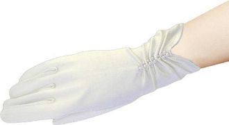 Flora Paire de gants en satin, orn&eacute;s de perles, poignets recouverts, pour les mariages, bals de promo - 25,4 cm, taille L - Ecru - Taille Unique