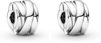Pandora Polierte B&auml;nder Clip Charm in Sterling-Silber Moments Collection (Packung mit 2)