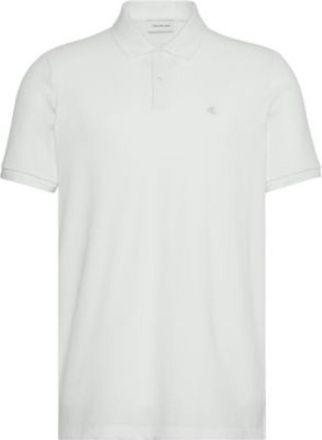 Calvin Klein Herren Poloshirt Kurzarm Monogram Pique aus Baumwolle, Wei&szlig; (Blanc De Blanc), XL