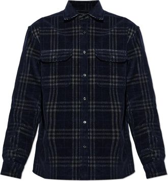 Burberry Surchemise en velours c&ocirc;tel&eacute; &agrave; carreaux - Homme - Vestes - Bleu - Taille: M