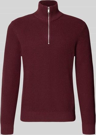 Mc Neal Slim Fit Strickpullover aus reiner Baumwolle mit Troyer-Kragen