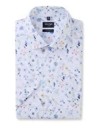 Olymp Luxor, Modern Fit, Kurzarmhemd mit floralem Allover-Print in