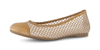 Gabor Ballerina GABOR, Damen, Gr. 40, braun, Textil, Ziegenveloursleder, Schuhe Ballerina, Fr&uuml;hlingsschuh, Schlupfschuh in sommerlicher H&auml;keloptik