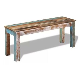 Les Tendances Banc bois massif recycl&eacute; multicolore Moust 110 cm