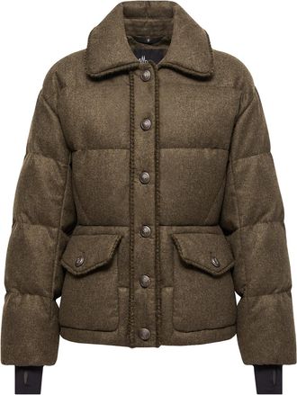 Moncler Moncler Doudoune Courte Monteain En Loden, Femme, Vert, Taille: 0