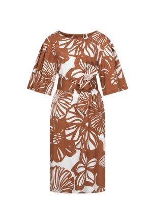 Seidensticker Damen Regular Fit Blusenkleid Kurzarm Kleid, Braun, 42