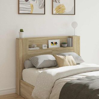 vidaXL vidaXL Cabinet de T&ecirc;te de Lit avec LED Sonoma 140 x 16,5 x 103,5 cm