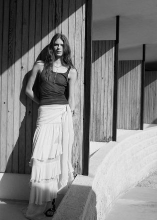 Mango Jupe volants &agrave; nouer &eacute;cru - Femme - S - MANGO