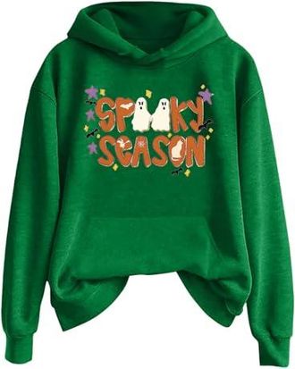 Generic 2026 Vestes pour femmes - Sweat &agrave; capuche imprim&eacute; Halloween - Pull &agrave; manches longues - Veste polaire confortable - D&eacute;contract&eacute;e - Automne et hiver, ve