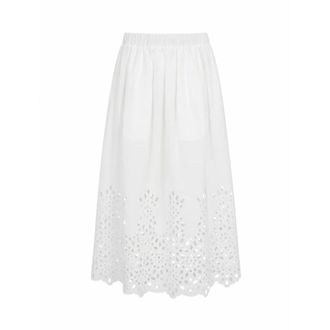 Moschino Femme, Robes, Blanc, Taille: 40 FR Perforated Long Skirt