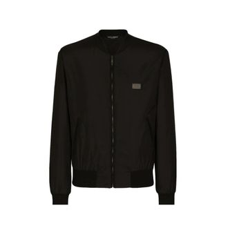 Dolce & Gabbana Nylonjacke mit Markenetikett - - Jackets - Herren - Schwarzk - S