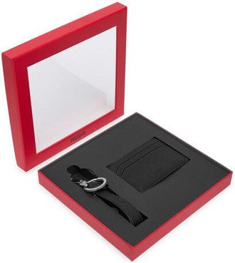 HUGO BOSS Kartenetui und Schl&uuml;sselanh&auml;nger Set GBHM Key Chain&C.Case 50573603 Schwarz
