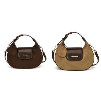 Generic Sac &agrave; bandouli&egrave;re en daim synth&eacute;tique pour femme avec sangle r&eacute;glable en forme de croissant de lune pour le travail, le shopping, les voyages, Caf&eacute; + 