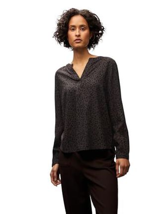 Street One 3412286 Chemisier l&eacute;opard &agrave; col Fendu, Marron Ultra Profond, 42 Femmes