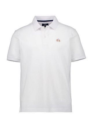 La Martina Herren Polo-Shirt wei&szlig; Baumwoll-Stretch