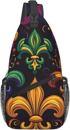 Generic Sacoche Homme Bandouliere Fleur De Lis Color&eacute;e De Mardi Gras Casual Sacs Poitrine R&eacute;glable Sac &agrave; Dos De Voyage pour Femme Homme Randonn&eacute;e