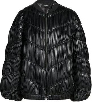 Rotate plissierte lose Jacke - schwarz
