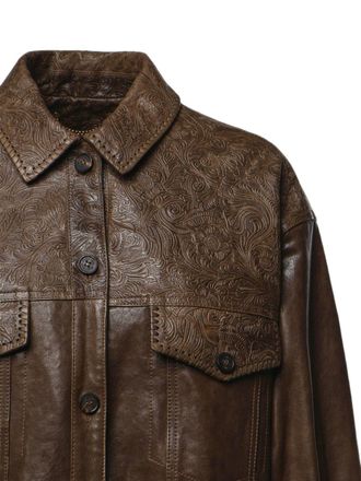 Golden Goose Tooled Leather Jacket - Brown