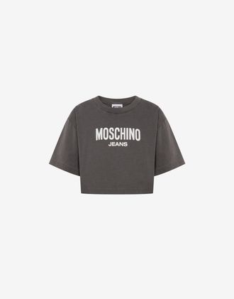Moschino T-shirt court en jersey de coton imprimé - Gris