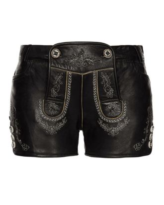 Stockerpoint Damen Lederhose Mona I Gr&ouml;&szlig;e 32-42 I Bequeme Trachtenhose mit Stickerei & edlen Kn&ouml;pfen in Hornoptik I Aus 100% hochwertigem Leder I Perfekt f&uuml;r Trach