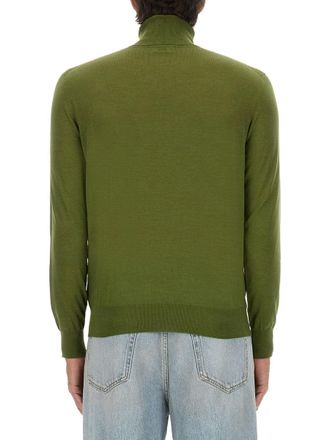 Saint Laurent Cashmere, Wool and Silk Blend Turtleneck Sweater - Green