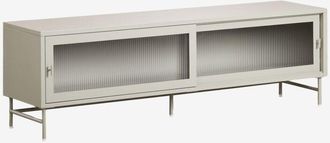 Sklum Meuble TV Paoline 180x40 cm en acier et verre SKLUM Vert Kaki