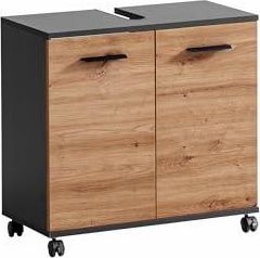 Schildmeyer Palermo Waschbeckenunterschrank 157638, Anthrazit/Artisan Eiche Dekor, 59,8 x 32,6 x 63,4 cm