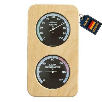 TFA Dostmann Sauna-Thermo-Hygrometer Haar-Synthetik, 40.1004, hitzebest&auml;ndig, aus Massivholz,L 131 x B 34 x H 240 mm Schwarz, Holz