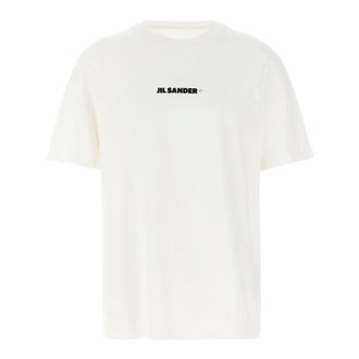 Jil Sander Homme, Tops, Blanc, Taille: S Logo T-shirt